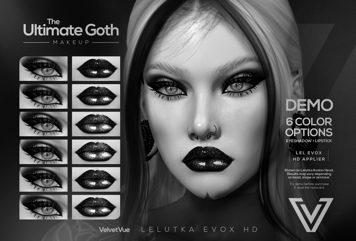 Second Life Marketplace - [ VelvetVue ] The Ultimate Goth Makeup :: DEMO